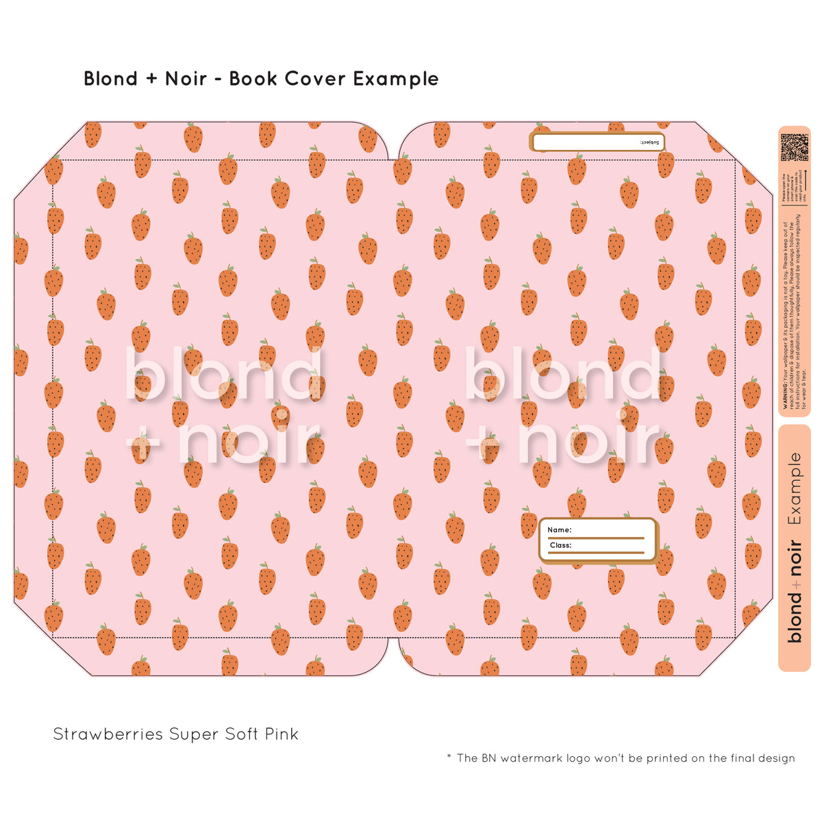 Strawberries | Pre-cut Book Covers | Customisable Back to School Suppl ...