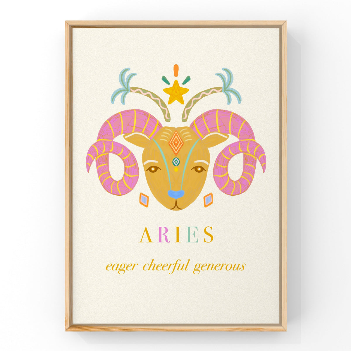 ARIES Pastel Star Sign by Little Peach & Pip | Art Print – Blond + Noir
