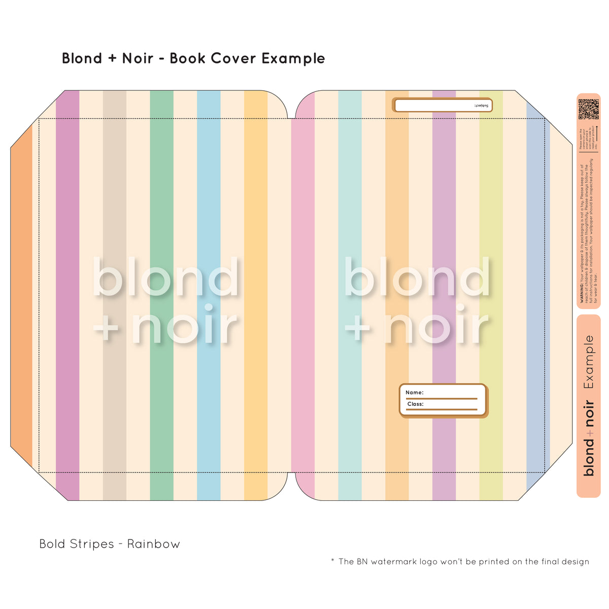 Bold Stripes | Pre-cut Book Covers | Customisable Back to School Suppl ...