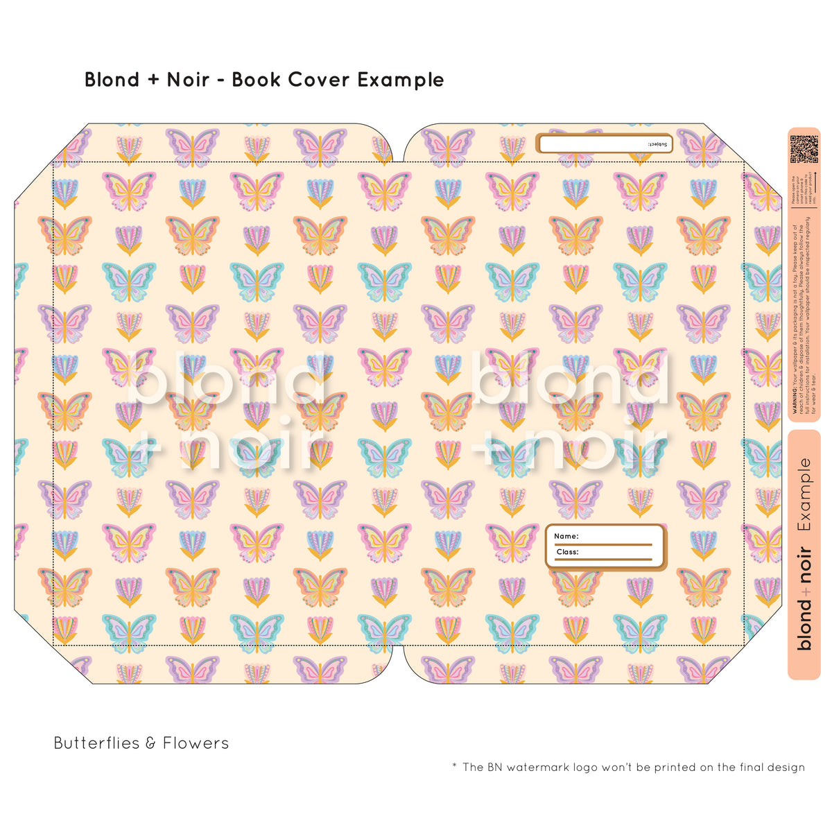 Butterfly & Flowers | Pre-cut Book Covers | Customisable Back to Schoo ...