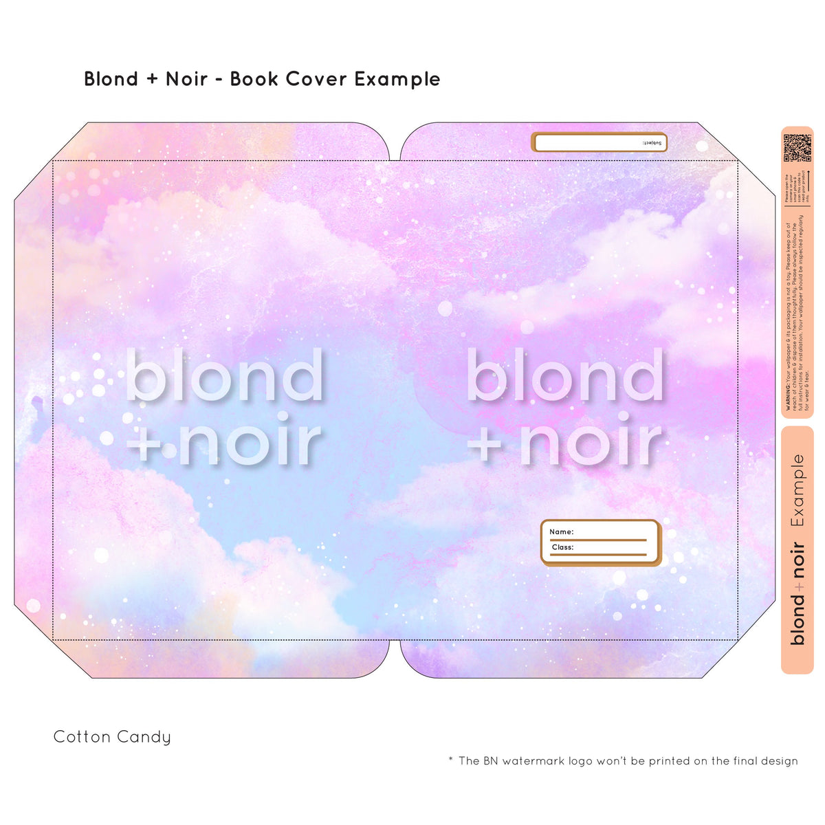 Cotton Candy | Pre-cut Book Covers | Customisable Back to School Suppl ...