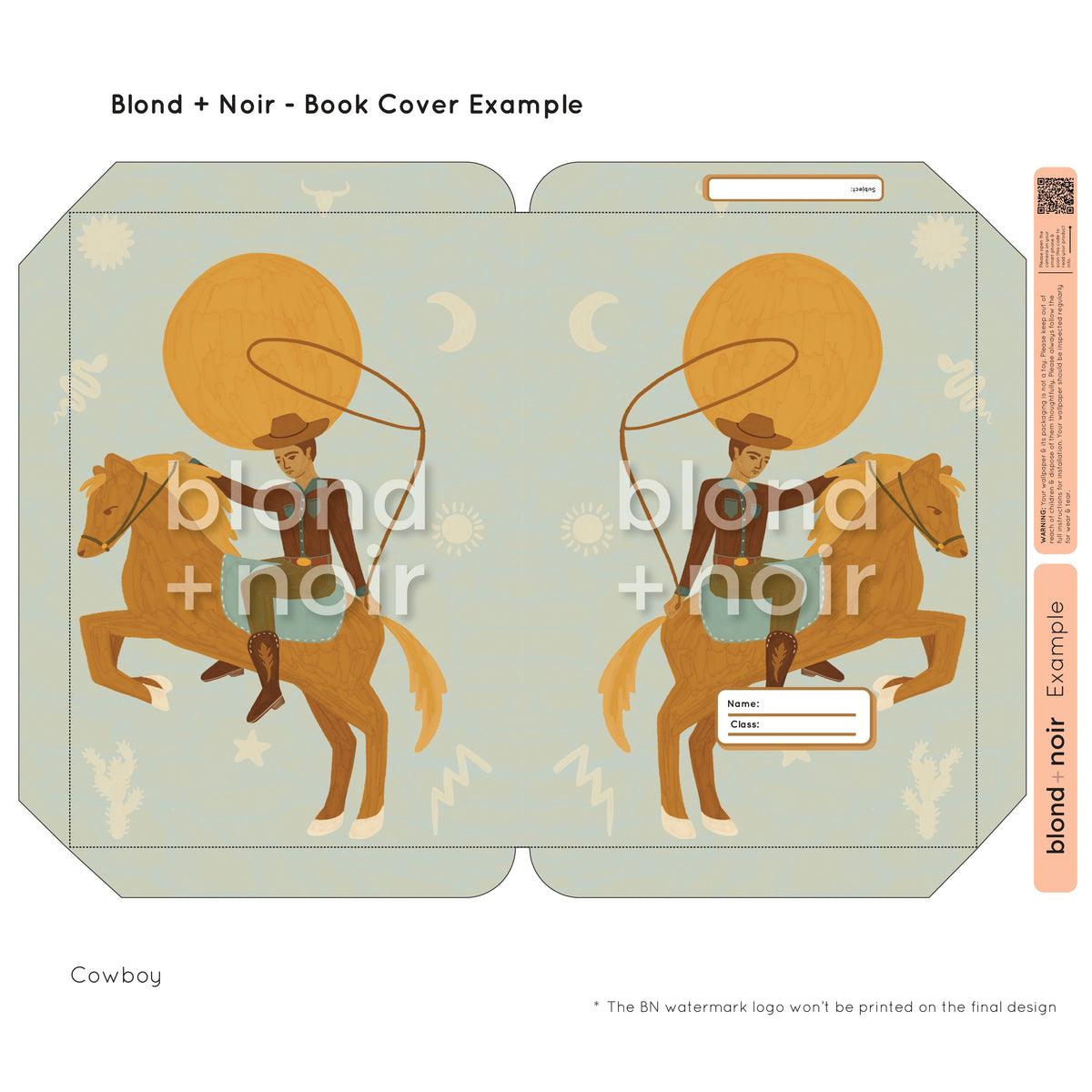 Cowboy | Pre-cut Book Covers | Customisable Back to School Supplies ...