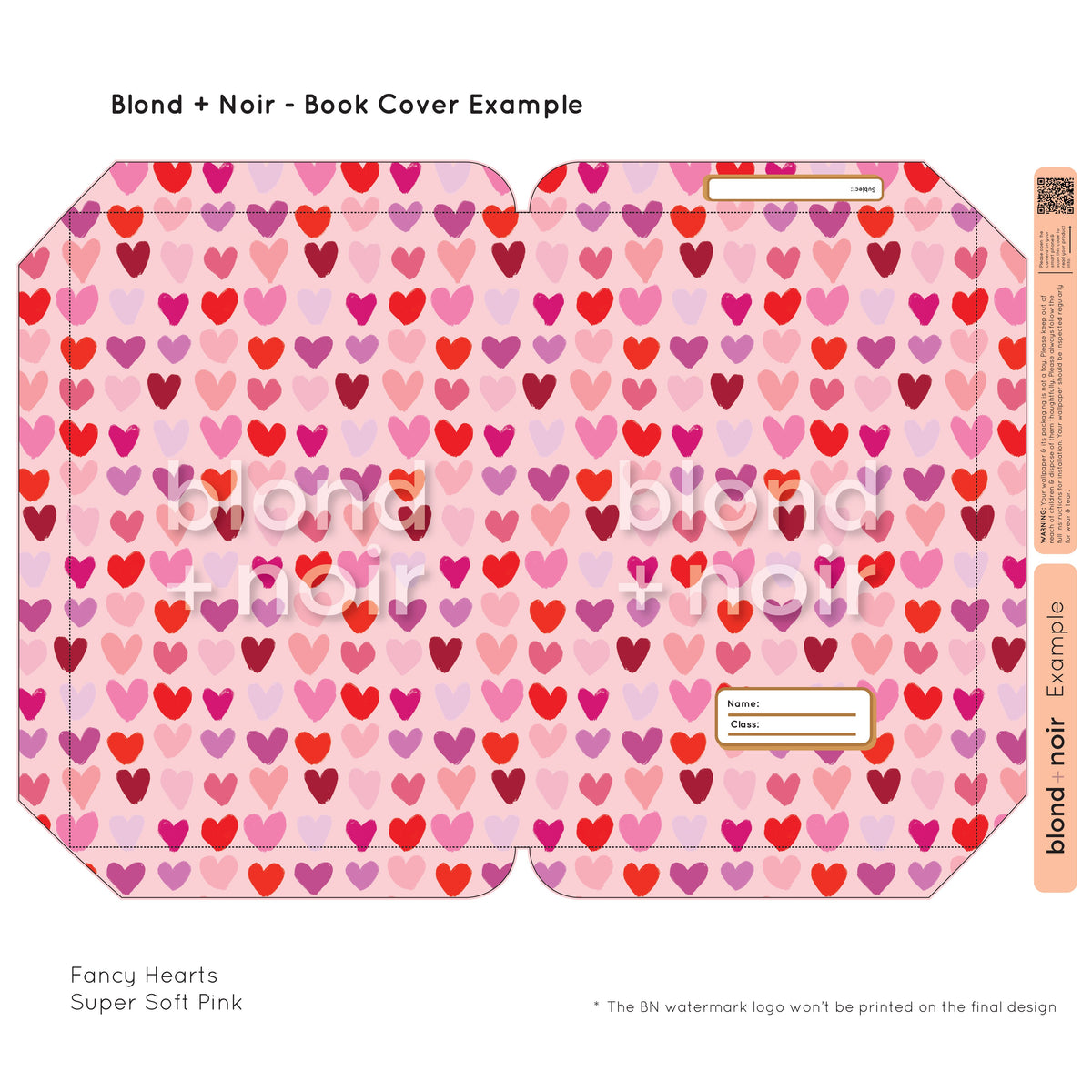 Fancy Hearts | Pre-cut Book Covers | Customisable Back to School Suppl ...