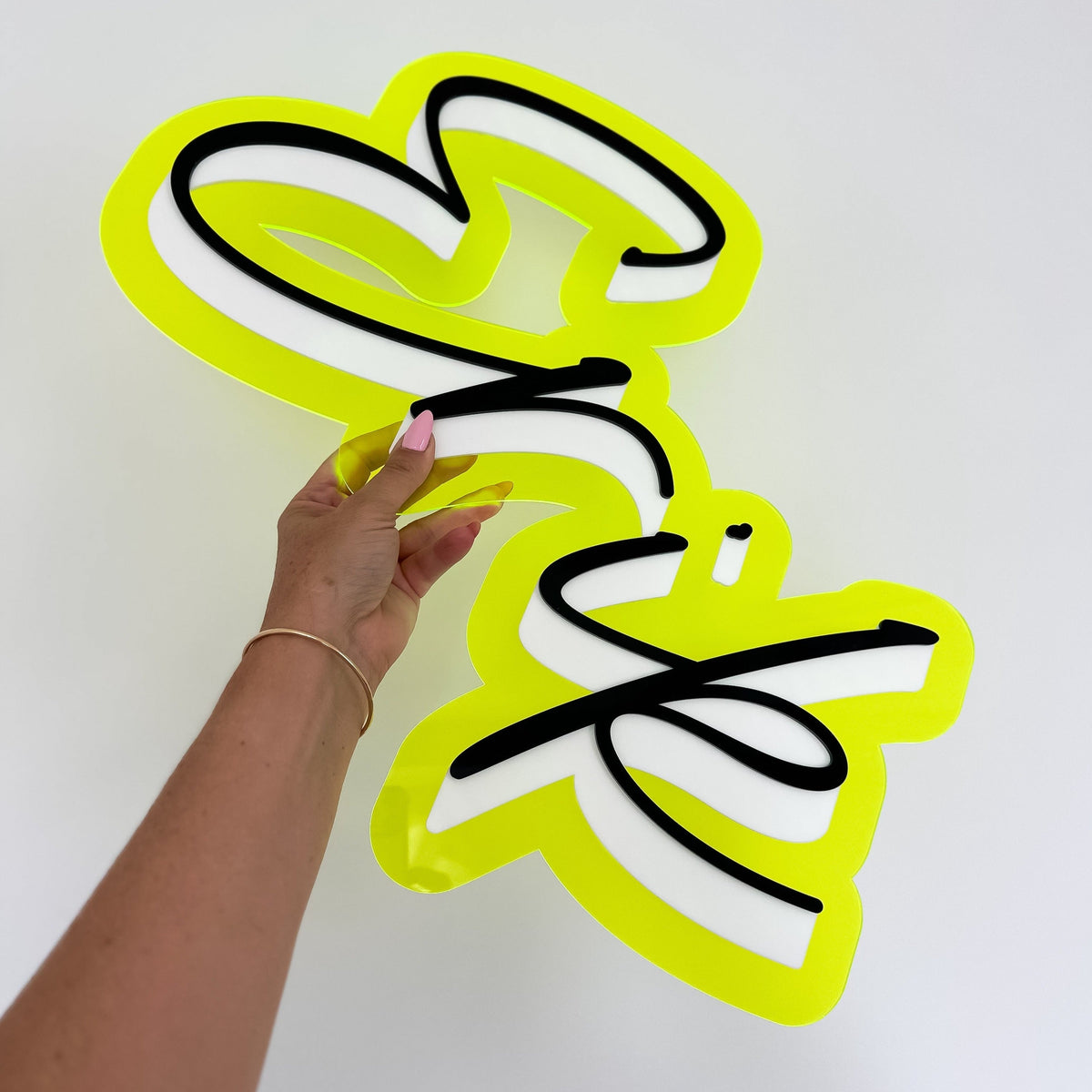 FLURO Shadow Triple Layer | Custom Acrylic Name – Blond + Noir
