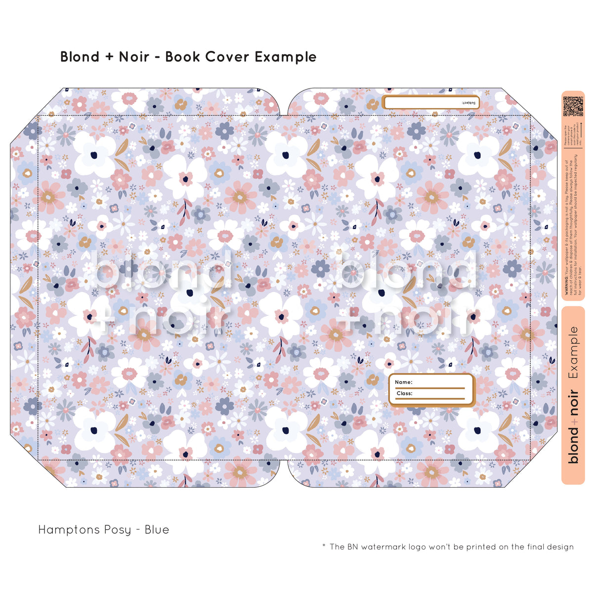 Hamptons Posy | Pre-cut Book Covers | Customisable Back to School Supp ...