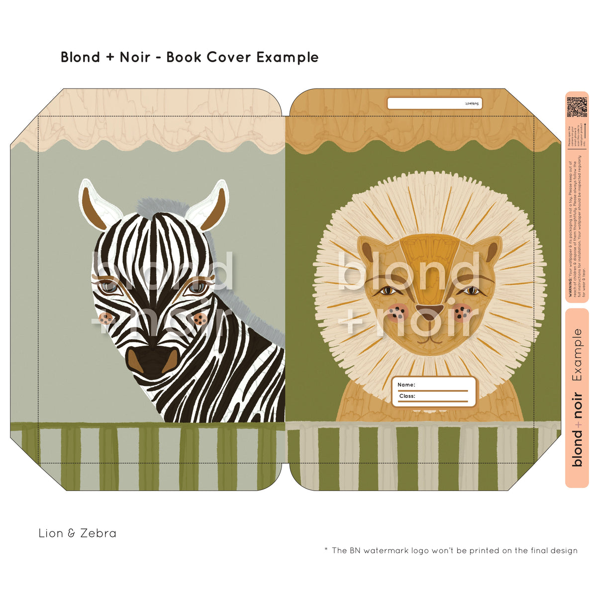 Lion & Zebra | Pre-cut Book Covers | Customisable Back to School Suppl ...