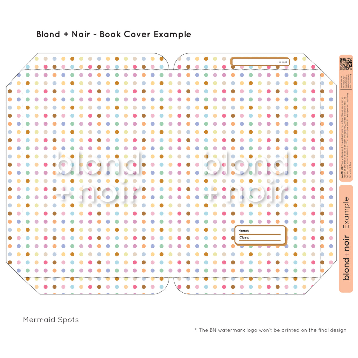 Mermaid Spots | Pre-cut Book Covers | Customisable Back to School Supp ...