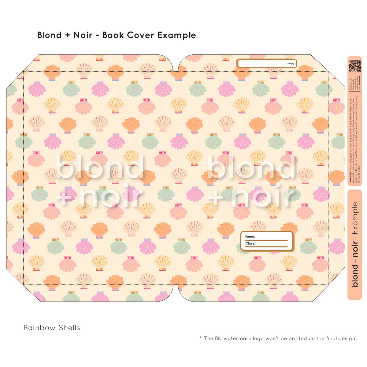 Rainbow Shells | Pre-cut Book Covers | Customisable Back to School Sup ...