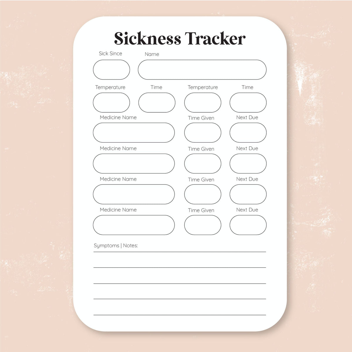 Sickness Tracker | Reusable – Blond + Noir