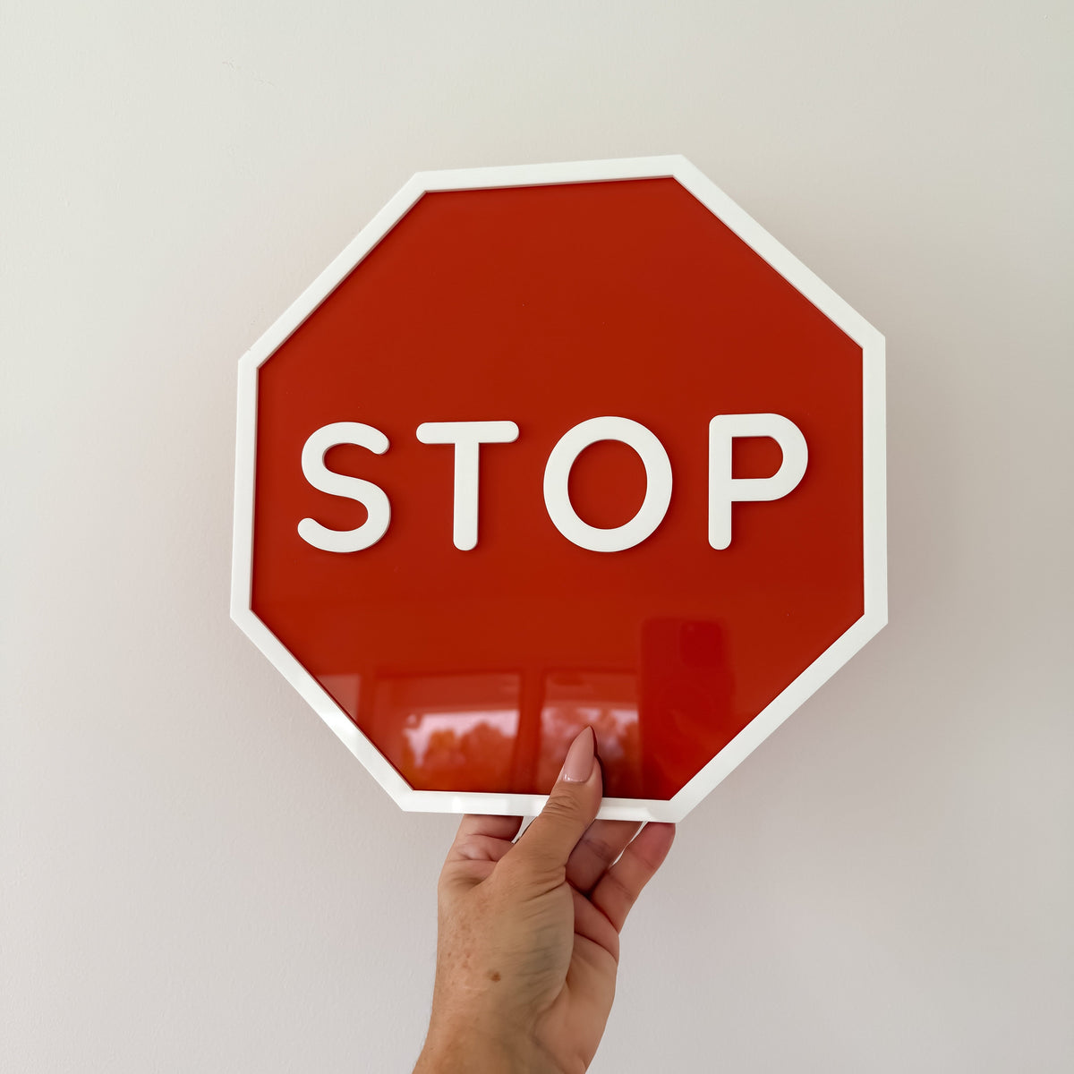 STOP! or GO Sign | Personalised Acrylic Name – Blond + Noir