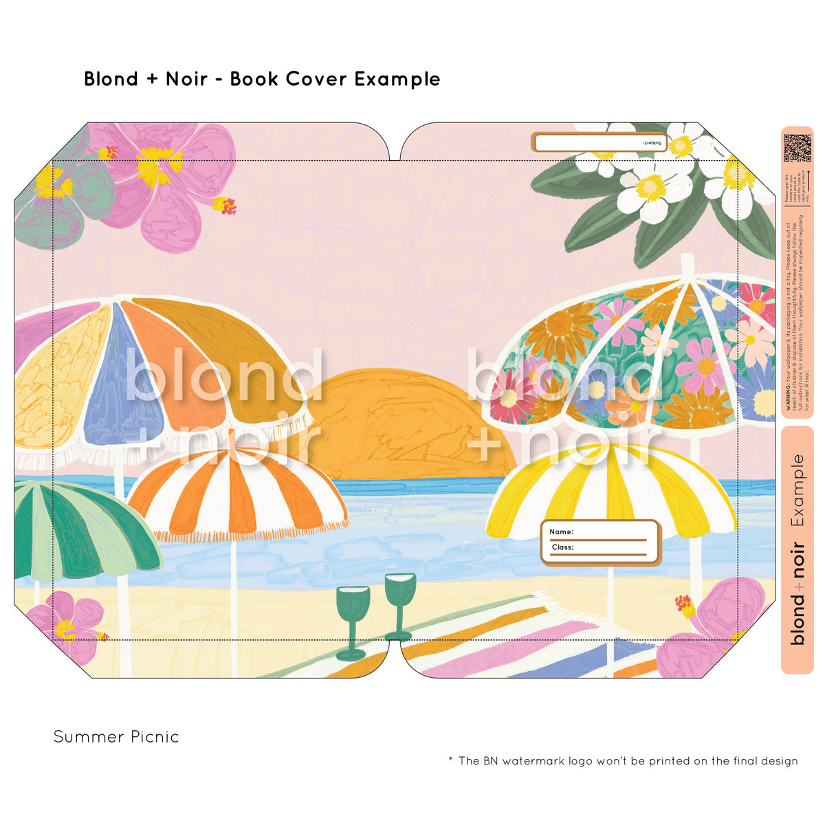 Summer Picnic | Pre-cut Book Covers | Customisable Back to School Supp ...