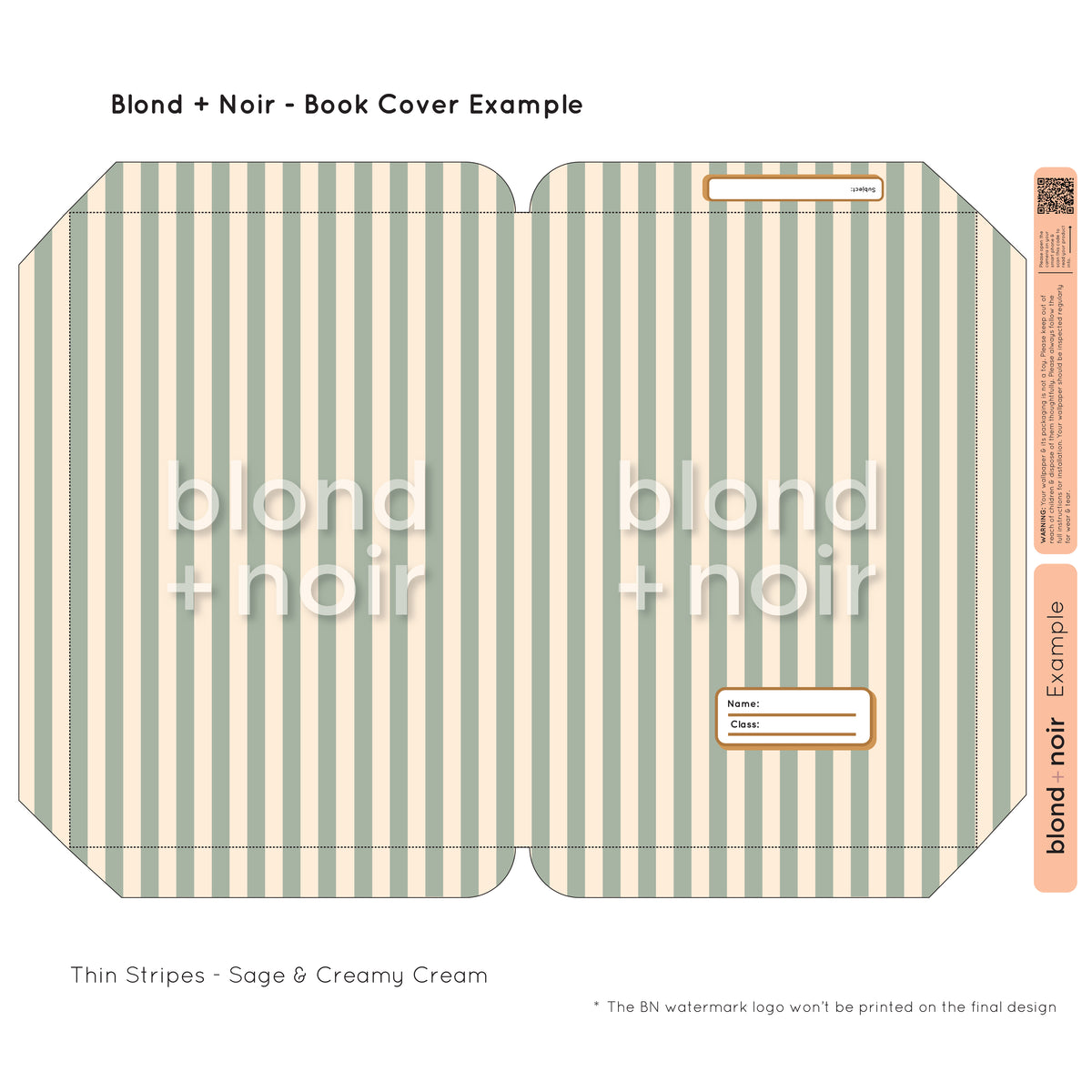 Thin Stripes | Pre-cut Book Covers | Customisable Back to School Suppl ...