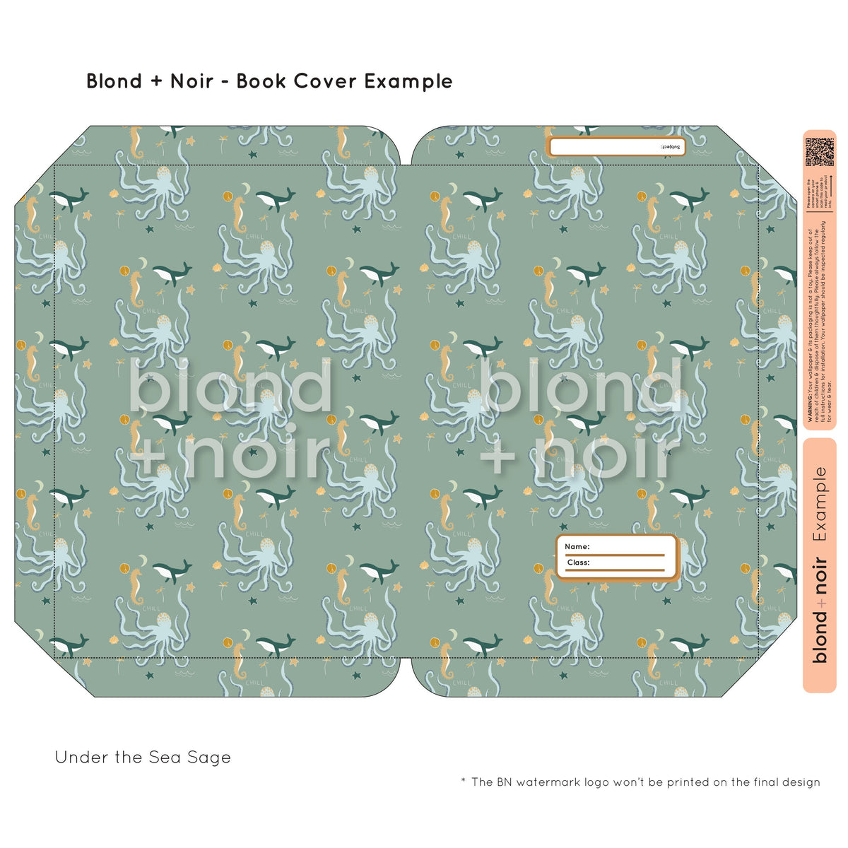 Under the Sea Sage | Pre-cut Book Covers | Customisable Back to School ...